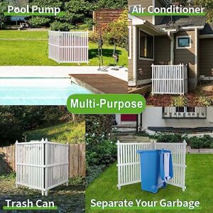 Beimo Privacy Fence Panels Screen Outside, Air Conditioner Fence Vinyl Plastic Outdoor Garbage Trash Can Enclosure, 2 White Panels, 36 "W x 42 "H with Metal Stake