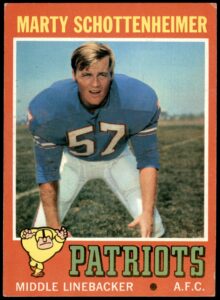 1971 topps # 3 marty schottenheimer new england patriots (football card) vg patriots pittsburgh