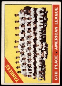 1966 topps # 92 yankees team new york yankees (baseball card) vg yankees