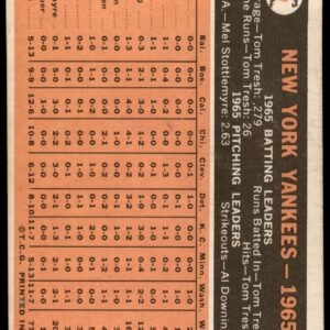 1966 Topps # 92 Yankees Team New York Yankees (Baseball Card) VG Yankees