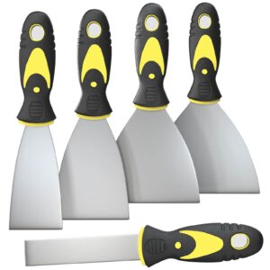 5pcs putty knife, set, 1" 2" 3" 4" 5" scraper, spackle knife, paint scraper, scraper tool, no rusting, perfect for repairing drywall, removing wallpaper, mud, plaster scraping rerdeim