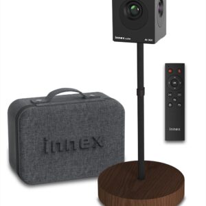 Innex Cube, 360 Degree Wide Angle Conference Camera, multiiple AI Mode, with Dual mics, Adjustable Height for Eye-Level Meeting Experience, 4 Lens Stiching, Flexible ePTZ with Remote, Zoom & Teams