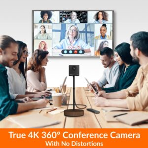 Innex Cube, 360 Degree Wide Angle Conference Camera, multiiple AI Mode, with Dual mics, Adjustable Height for Eye-Level Meeting Experience, 4 Lens Stiching, Flexible ePTZ with Remote, Zoom & Teams