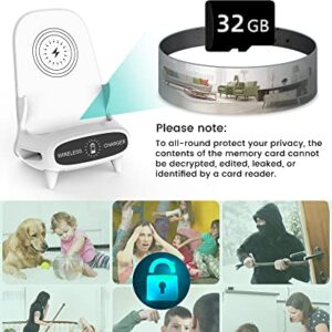 KINGDANS 10W 32GB Hidden Camera Wireless Charger, 1080P Spy Camera Hidden Camera for Home Security, Smart Remote Nanny Cam, WiFi Spy Cam, Fast Wireless Charging Compatible iPhone 13/12/11 - No Sound