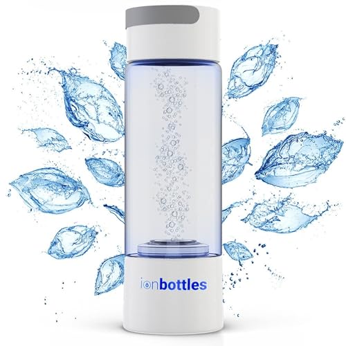 ionBottles® - Pro Model Rechargeable Portable Glass Hydrogen Water Generator Bottle up to 3000 PPB with PEM and SPE Technology Balanced Perfectly Balanced pH Water Ionizer