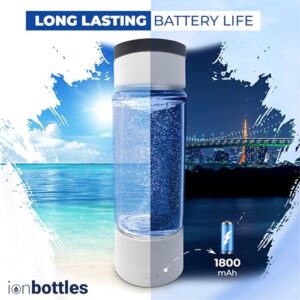 ionBottles® - Pro Model Rechargeable Portable Glass Hydrogen Water Generator Bottle up to 3000 PPB with PEM and SPE Technology Balanced Perfectly Balanced pH Water Ionizer