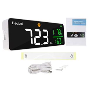 Decibel Meter Wall Hanging Sound Level Meter 11 inch Large LED Display Noise Temperature Humidity Meter with Alarm Icons Indicator Wide Applications for Classroom, Studio, Home, Factory