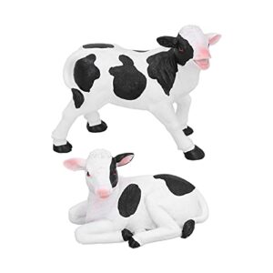 plplaaobo 2pcs cute cows statues, figurine resin animal sculpture crafts miniature ornament gardening bonsai decor for home garden décor