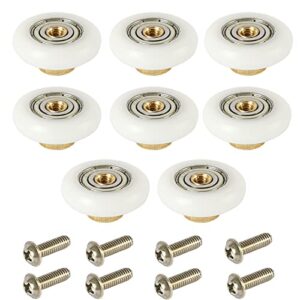 8pcs bath shower door rollers/runners wheels pulleys 19mm dia wheel bathroom replacement part enclosures cabins brass+pom