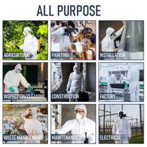 Medical Nation Hazmat Suits | 10 Pack, Medium | Disposable Protective Coveralls, Heavy Duty Full Body Painters Suit for Men & Women with Hood, Sleeves, Zipper - Breathable & Water Resistant - Medium