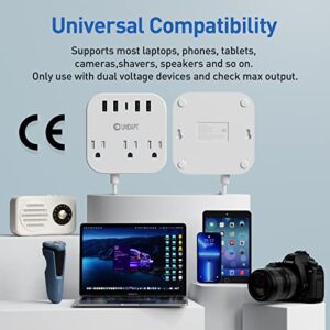 European Plug Adapter, Unidapt US to UK Europe Power Strip for EU/UK/US with USB C and 4 USB Ports, 3 AC Outlets, Wall Mountable, 5ft Extension Cord, for Travel Cruise Ship Home