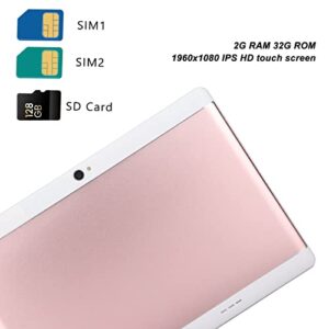 10 Inch Tablet for Android, 2G RAM 32G ROM, 1960x1080 IPS Touchscreen, Dual SIM, Octa Core, 2G/3G Phone Call, WiFi, Bluetooth, GPS, Dual Cameras, HD Wireless Tablet Computer for Kids Adults(Pink)