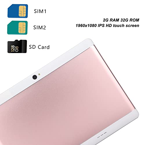 10 Inch Tablet for Android, 2G RAM 32G ROM, 1960x1080 IPS Touchscreen, Dual SIM, Octa Core, 2G/3G Phone Call, WiFi, Bluetooth, GPS, Dual Cameras, HD Wireless Tablet Computer for Kids Adults(Pink)