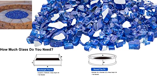 Fire Glass for Fire Pit, 1/2-Inch Reflective Fireplace Glass Rocks for Fire Pit Table,10 lbs Fire Glass for Propane Fire Pit,Cobalt Blue Fire Glass for Fire Pit,Outdoors and Indoors Firepit Glass