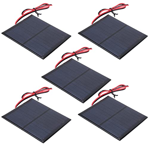 5Pcs Mini Solar Panel, DC 5.5V Solar Power Module 160mA Mini Solar Power Supply Board with 30CM Red and Black Wire