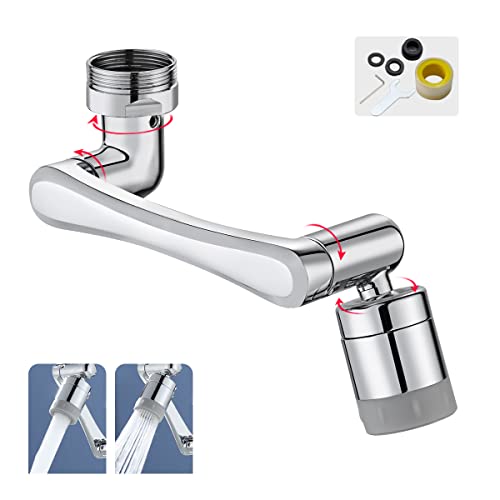 1440° Multifunctional Rotating Splash proof Filter Extender Faucet Aerator 2 Water Outlet Modes Swivel Robotic Arm Adapter for Bathroom Kitchen