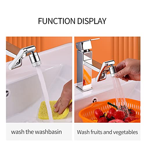 1440° Multifunctional Rotating Splash proof Filter Extender Faucet Aerator 2 Water Outlet Modes Swivel Robotic Arm Adapter for Bathroom Kitchen