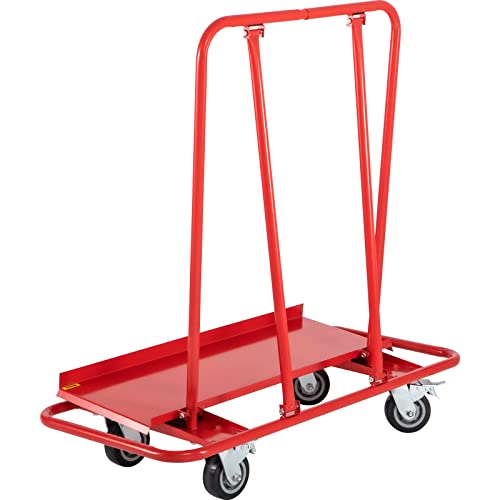 VEVOR Drywall Cart, 45.3"L × 21.7"W × 31.5"H Drywall Sheet Carts with 2200 LBS/1 Ton Load Capacity, Heavy Duty Plasterboard Trolley w/ Four 5" Wheels, Service Dolly for Handling Sheetrock Sheet Panel