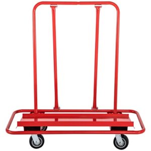 VEVOR Drywall Cart, 45.3"L × 21.7"W × 31.5"H Drywall Sheet Carts with 2200 LBS/1 Ton Load Capacity, Heavy Duty Plasterboard Trolley w/ Four 5" Wheels, Service Dolly for Handling Sheetrock Sheet Panel