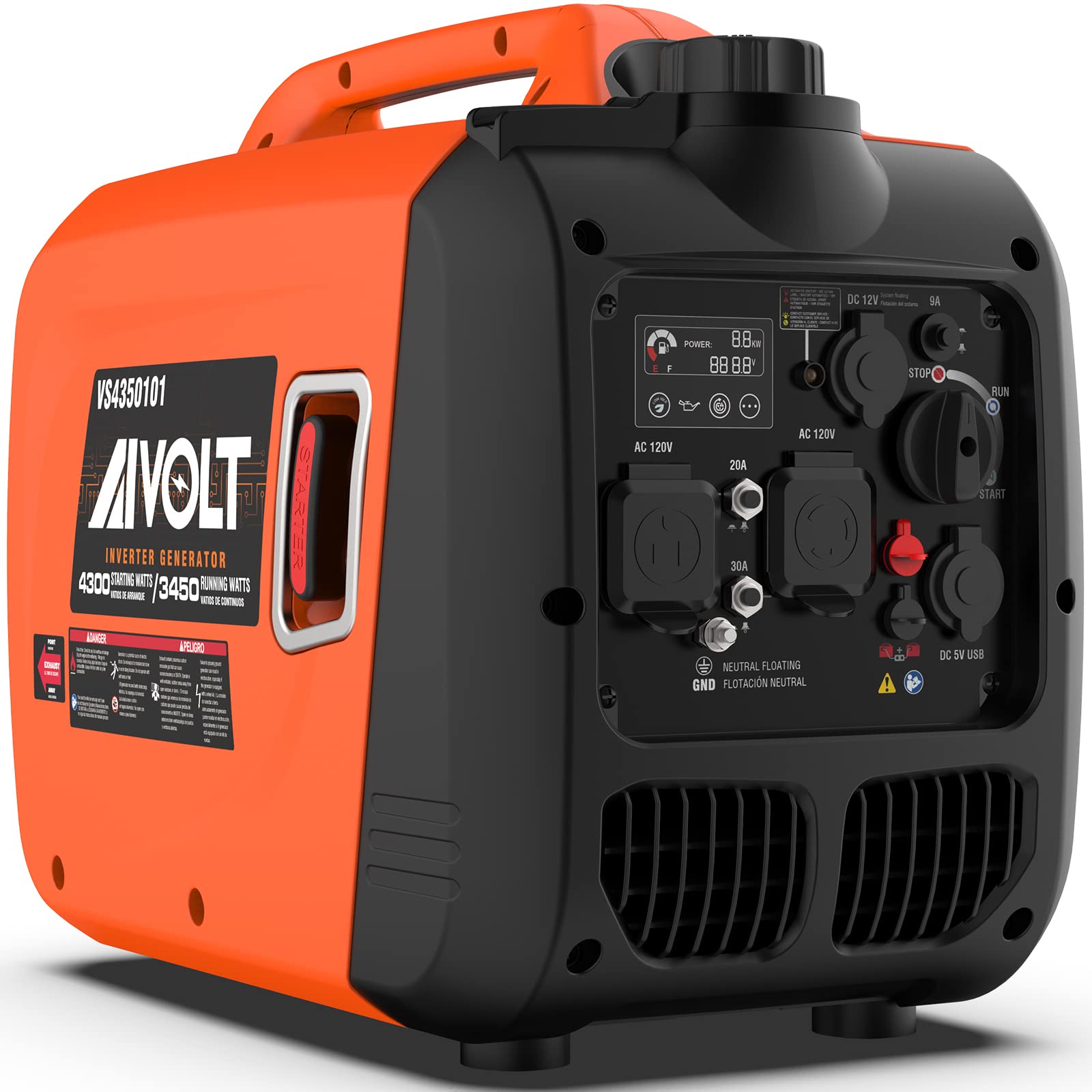 AIVOLT Inverter Generator 4300W Gas Powered Portable Generator Super Quiet Outdoor Generator RV Ready for Camping Tools and Home Use, EPA Compliant