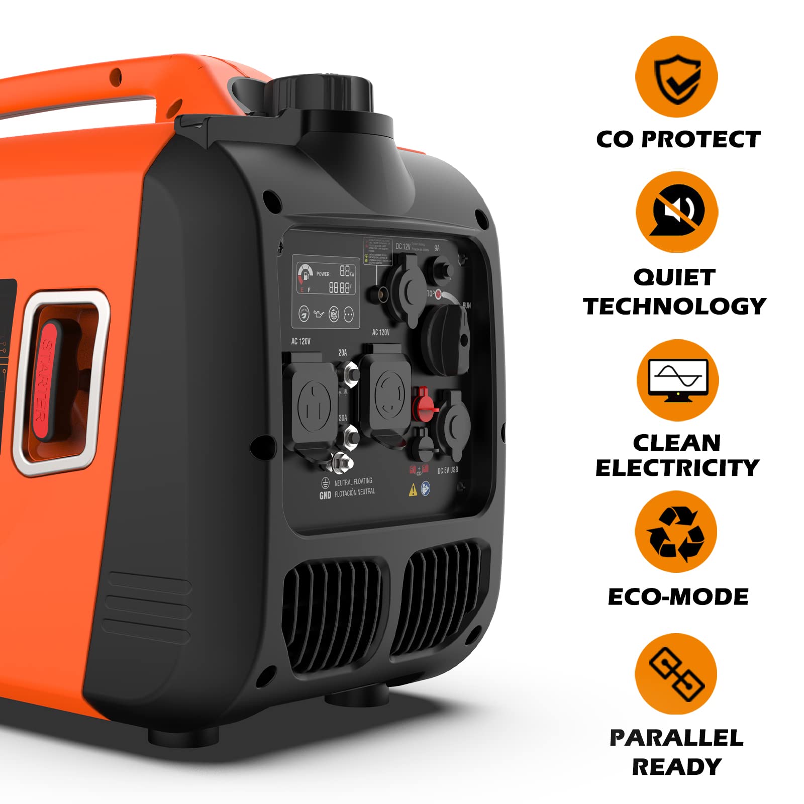 AIVOLT Inverter Generator 4300W Gas Powered Portable Generator Super Quiet Outdoor Generator RV Ready for Camping Tools and Home Use, EPA Compliant