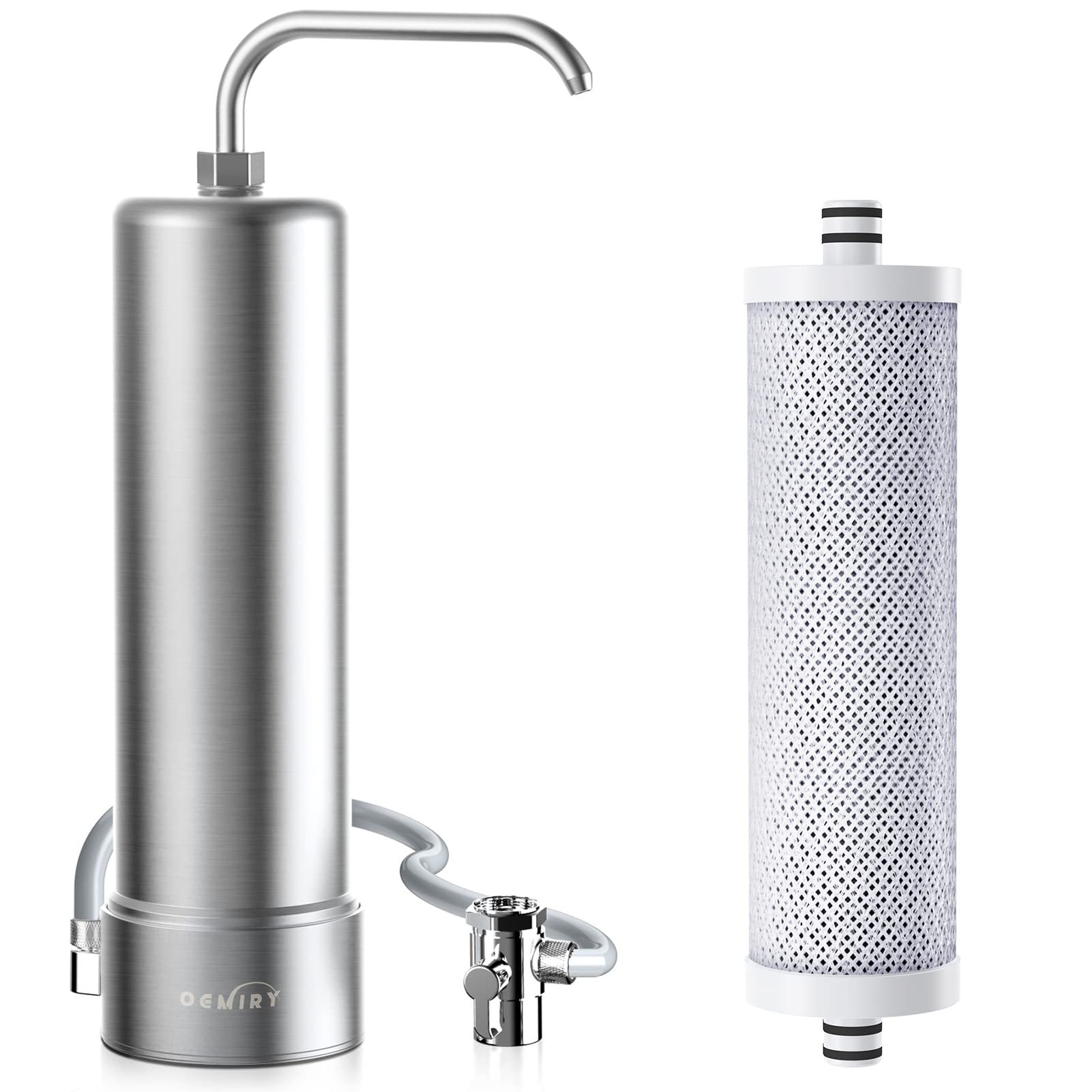 OEMIRY OM-CF01 Countertop Water Filter & OM-CF01 Replacement Filter, Reduces 99.99% Lead, Chlorine, Heavy Metals, Bad Taste & Odor (2 Filters Included)