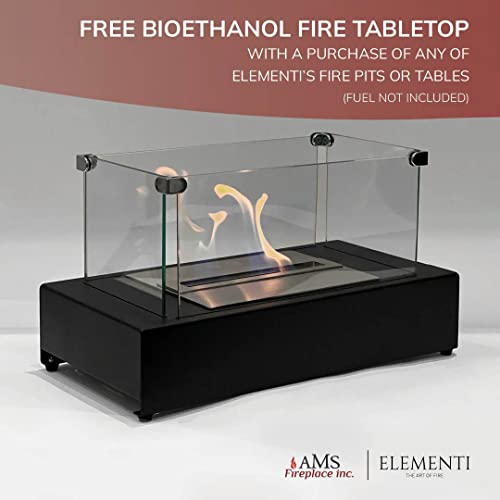 Elementi Granville Outdoor Fire Pit Natural Gas Table 60 Inches Rectangle Firepit Table Concrete Electronic Ignition | Cover & Lava Rock Included | Free Ethanol Tabletop