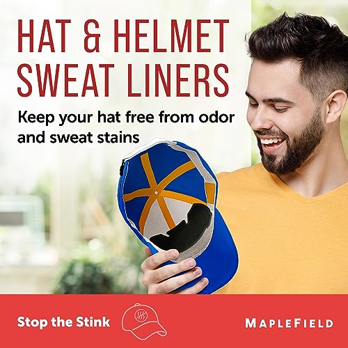 Hat & Helmet Sweat Liners Prevent Sweat on Face & Eyes - Ultra Absorbent Hat Sweat Liner Stops Stains - 3 Layer Hat Sweat Protector - Disposable Hard Hat Liner - Hat Liners Sweat Protection - [5 Pk]