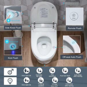 Casta Diva Smart Toilet with Auto Open/Close Lid, Heated Seat, Warm Water Bidet, Digital Display for Temp Control, Foot Kick Flush, Auto Flushing, 1.28GPF Bidet Toilet with Remote