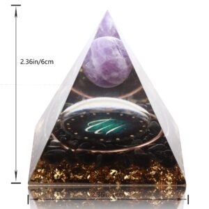 12 Zodiac Orgone Crystal Pyramid, Natural Amethyst with Obsidian,Healing Crystals Pyramid for Protection Chakra, Unique Constellation Pyramid for Positive Energy, Healing Money Health(Virgo)