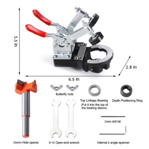 Adoles 35mm Concealed Door Hinge Jig， Accurate Locking Cabinet Hinge Jig，Aluminum Alloy DIY Pocket Hole Jig，2 Retaining Clips，Adjustable Quick Punch Cabinet Hardware Jig