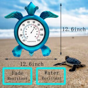 SOTALING Turtle Outdoor Thermometer - Wall Mount Thermometer Hygrometer - Blue Turtle Design Decor Outdoor and Indoor