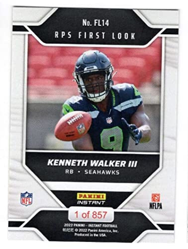 KENNETH WALKER III RC 2022 Panini Instant RPS First Look ROOKIE /857#FL14 Seahawks NM+-MT+ NFL Football Rookie Premiere Set