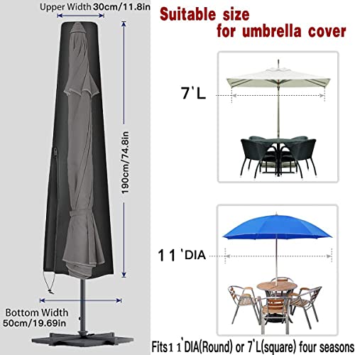 Patio Umbrella Cover-Umbrella Covers For Outdoor Umbrellas，Outdoor Umbrella Cover Waterproof Patio Umbrella Parasol Cover With Shrink Drawstring, Windproof, Dustproof Umbrella Cover For 7ft To 11ft