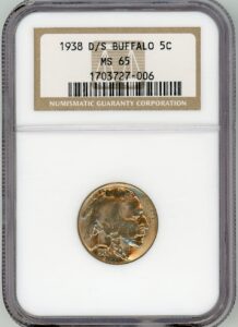 1938 d/s error buffalo nickel ms-65 ngc