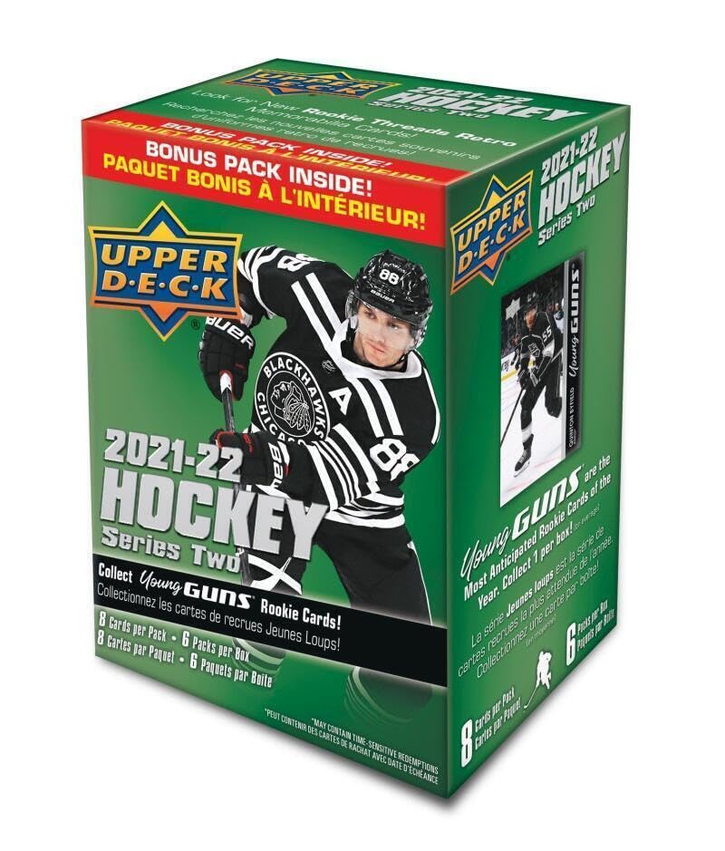 2021-22 NHL Upper Deck Series 2 Hockey Factory Sealed Blaster Box 48 Cards: 6 Packs of 8 Cards per Pack. Includes YOUNG GUNS Rookie cards (see photos for details of great possible hits) Bonus 3 Cards (Per Order) of your favorite team if you message reques