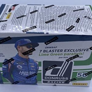 2022 Donruss Racing NASCAR Sealed 56c Blaster Box 1 Auto (Autograph) or Memorabilia Card Per Box on Average Look for Hailie Deegan, Brittany Zamora. Contains 7 packs with 8 cards per pack for a total of 56 cards. 1 autograph or memorabilia card on average