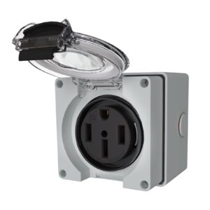 starelo 50amp rv power outlet box,nema 14-50r receptacle 125/250volt,outdoor dustproof and weatherproof for rvs, electric vehicles, generators, welding machines, etc.etl listed.(nema 14-50r box)