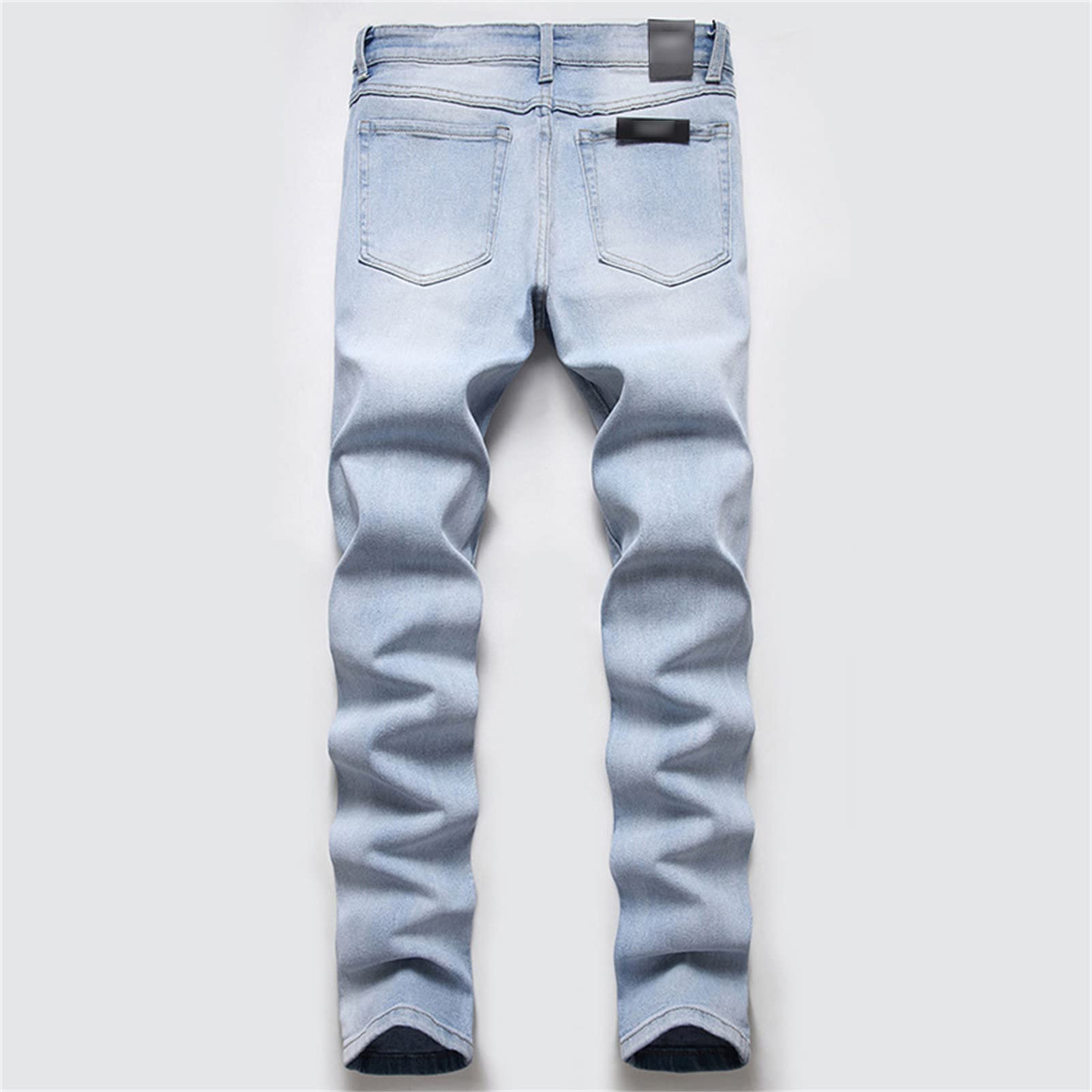 Maiyifu-GJ Ripped Slim Fit Jeans for Men Distressed Destroyed Straight Leg Denim Pants Retro Hip Hop Washed Jean Trousers (Light Blue 2,30)