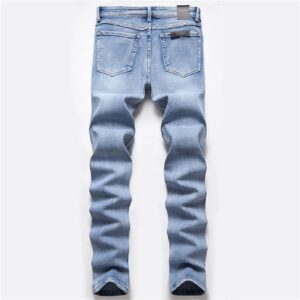 Maiyifu-GJ Ripped Slim Fit Jeans for Men Distressed Destroyed Straight Leg Denim Pants Retro Hip Hop Washed Jean Trousers (Light Blue 1,40)