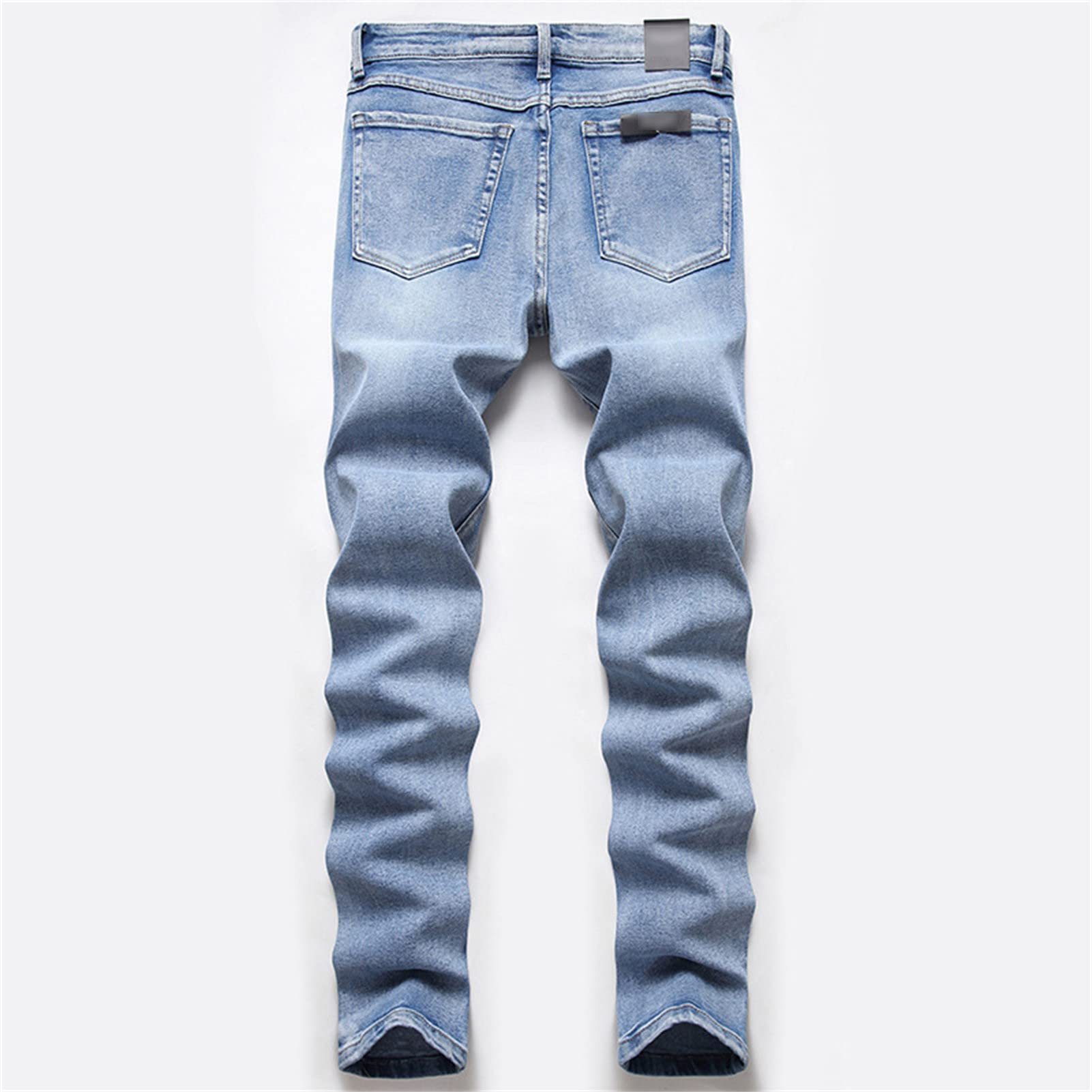 Maiyifu-GJ Ripped Slim Fit Jeans for Men Distressed Destroyed Straight Leg Denim Pants Retro Hip Hop Washed Jean Trousers (Light Blue 1,40)