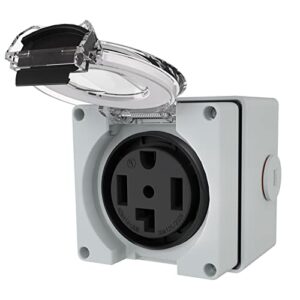 starelo 30amp power outlet box,nema 14-30r receptacle 125/250volt,outdoor dustproof and weatherproof for rvs, electric vehicles, generators, welding machines, etc.etl listed.(nema 14-30r box)