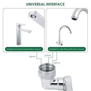 8T8 1080° Rotating Faucet Aerator Extender, Large-Angle Water Nozzle Faucet Adapter, Universal Splash Filter Kitchen Tap Extend, Faucets Bubbler for Kitchen and Bathroom Sink Faucet