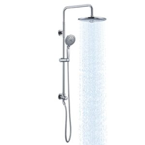 shower system slide lanhado 10” rain shower system with 11+1 multi functions handheld spray high pressure shower faucet set shower slide bar chrome polished