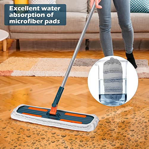 Midyb Microfiber Mops for Floor Cleaning, Floor Dust Mop with 2 Reusable Pads & 20pcs Dry Sweeping Cloths Refills, Wet Dry Mop for Hardwood, Vinyl, Laminate, Tile Cleaning