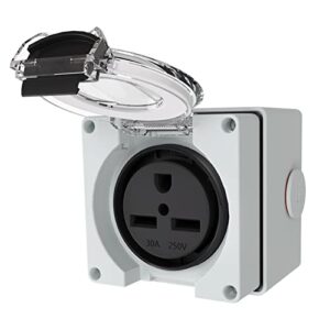 starelo 30amp power outlet box,nema 6-30r receptacle 250volt,outdoor dustproof and weatherproof for rvs, electric vehicles, generators, welding machines, etc.etl listed.(nema 6-30r box)