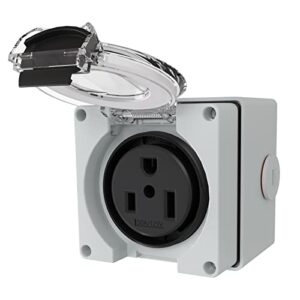 starelo 50amp power outlet box,nema 5-50r receptacle 125volt,outdoor dustproof and weatherproof for rvs, electric vehicles, generators, welding machines, etc.etl listed.(nema 5-50r box)