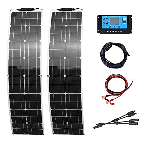 FLP 400W 12V Portable Bendable Solar Panel Battery Charger Kit 2x200Watt 12 Volt Monocrystalline PV Module for Car RV Marine Boat Caravan Off Grid System