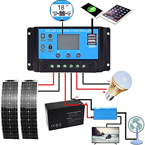 FLP 400W 12V Portable Bendable Solar Panel Battery Charger Kit 2x200Watt 12 Volt Monocrystalline PV Module for Car RV Marine Boat Caravan Off Grid System