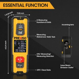 PREXISO Dual Laser Measure- 230Ft Rechargeable Laser Measurement Tool Ft/Ft+in/in/M Multiple Units, Laser Distance Meter Multifunctional Device for Fast, Accuracy